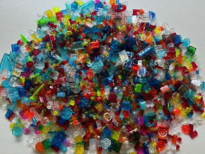 LEGO 300 + PIECE LOT TRANSPARENT TRANSLUCENT TRANS CLEAR BUILDING ...