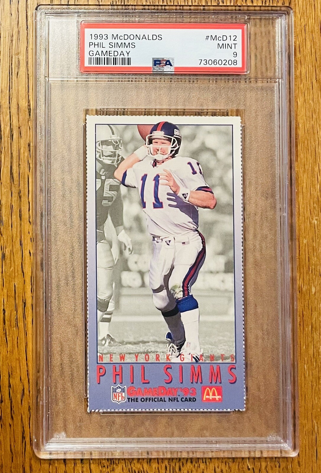 1993 Fleer McDonald's NFL GameDay MCD12 Phil Simms PSA 9 Mint NY Giants ...