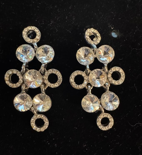 Vintage Faux Rhinestone pierce ear rings 2" long no backs | eBay