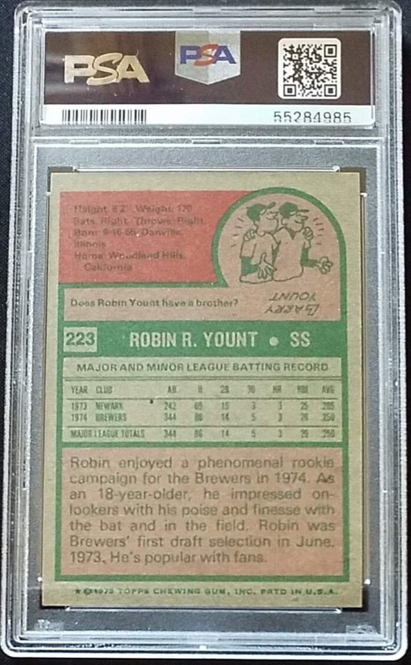 Robin Yount 1975 Topps RC PSA 6 Rookie Card Beauty #223 | eBay
