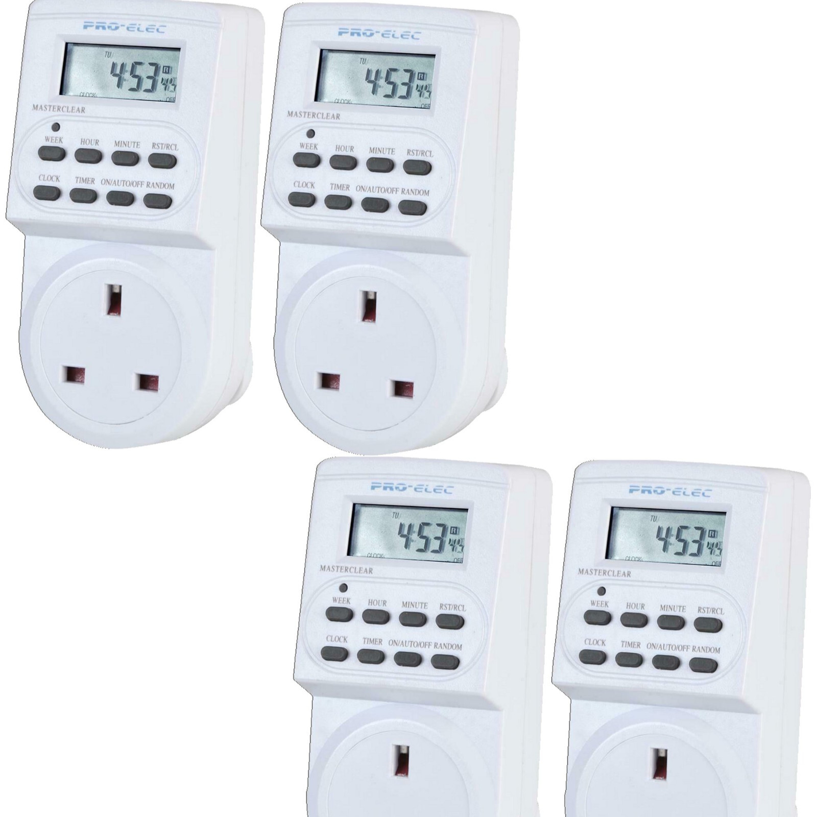4 x Timers Digital Electronic LCD Mains UK 13A Plug Daily Weekly ...