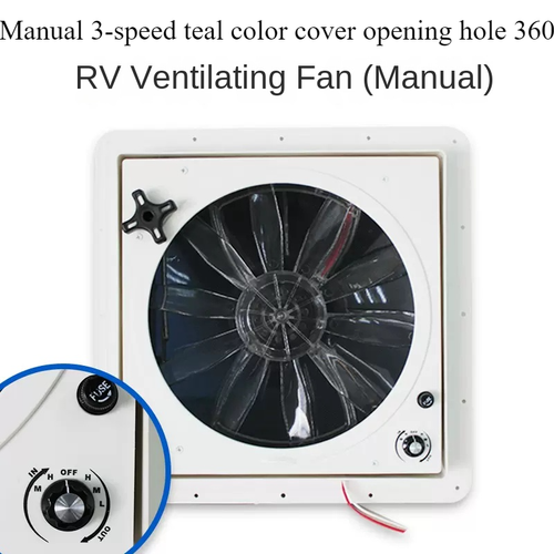 14" RV Roof Vent Fan 12V Vent Fan 12" Diameter Blade 4 Speed Air Fan ...