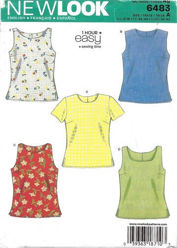 New Look 6483 EASY One-Hour Tank Tops & T-Shirts w Neckline Variations ...