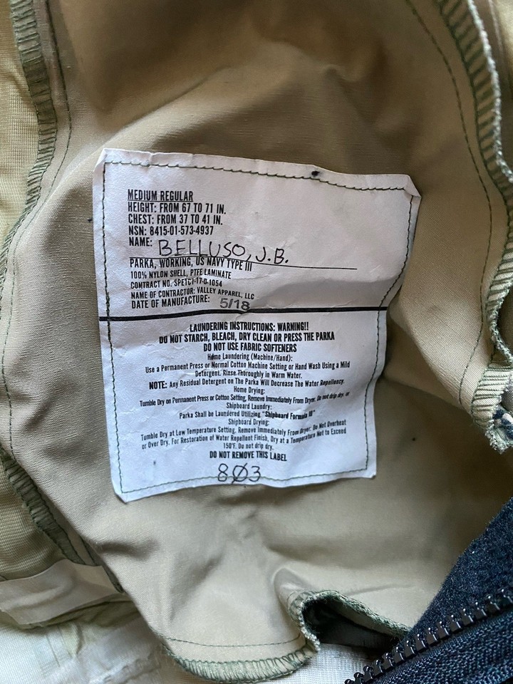 US NAVY AOR2 GORE-TEX PARKA Small short - NWU TYPE III WORKING JACKET ...