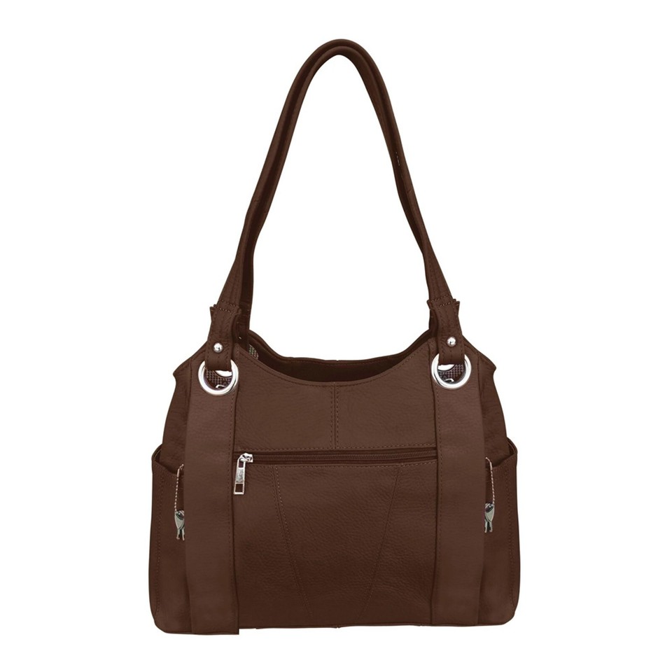 Brown Leather Locking Concealment Purse - CCW Concealed Carry Gun Bag ...