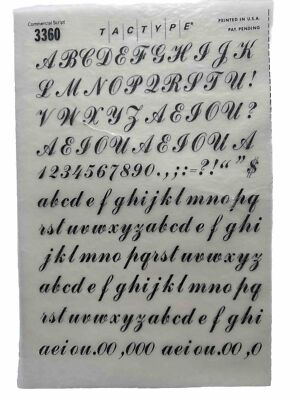 1 Sheet VTG Tactype Commercial Script 3360 Letter Number Type Transfers ...