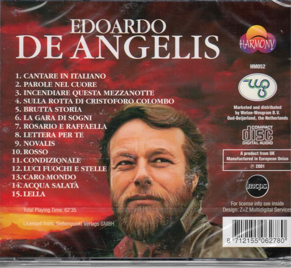 Edoardo de Angelis by Edoardo de Angelis (CD) Italian Singer/Schola ...