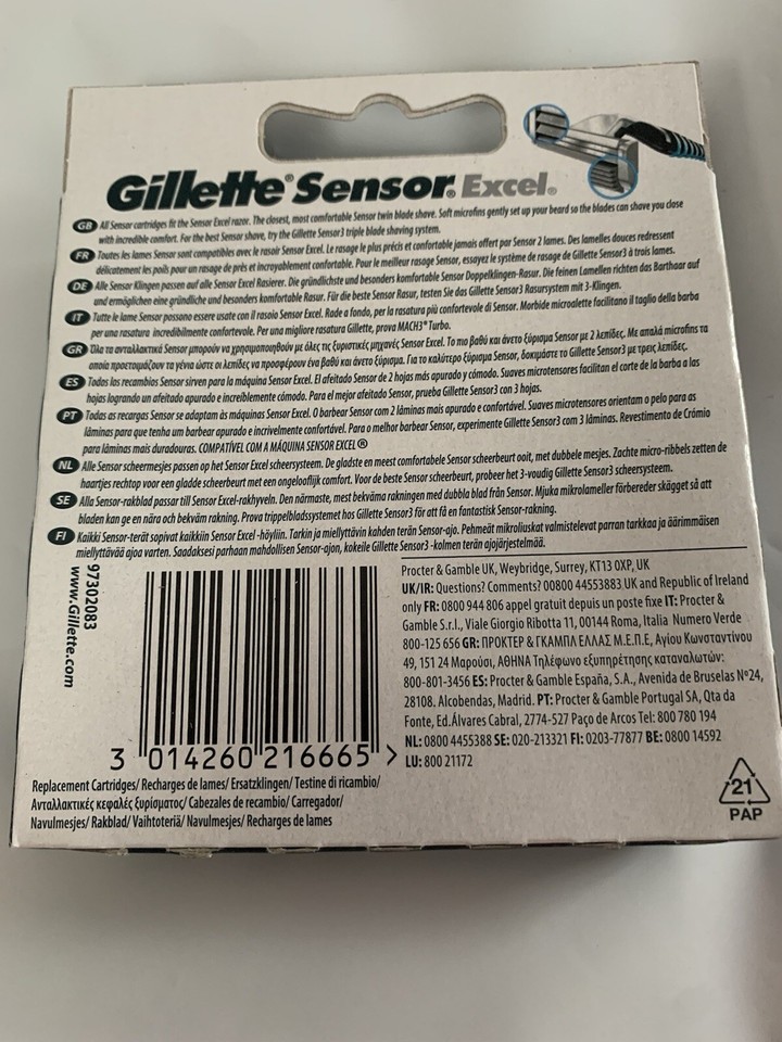 Gillette Sensor Excel Razor Blade Refill Cartridges (10 Count) | eBay