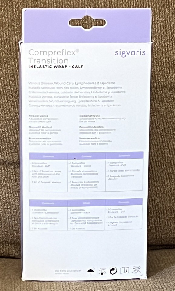 SIGVARIS Compreflex Transition Inelastic Calf Wrap Black Medium 1402-UC ...