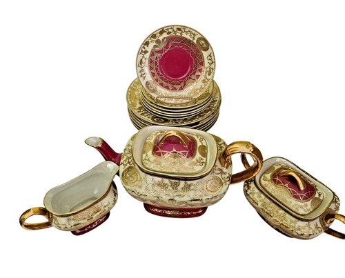 Japan Genuine Samurai tea set teapot,sugar,creamer,6cups & saucers ...