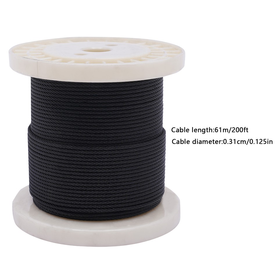 200-400 ft Black Cable Railing T316 Stainless Steel Wire Rope Cable ...