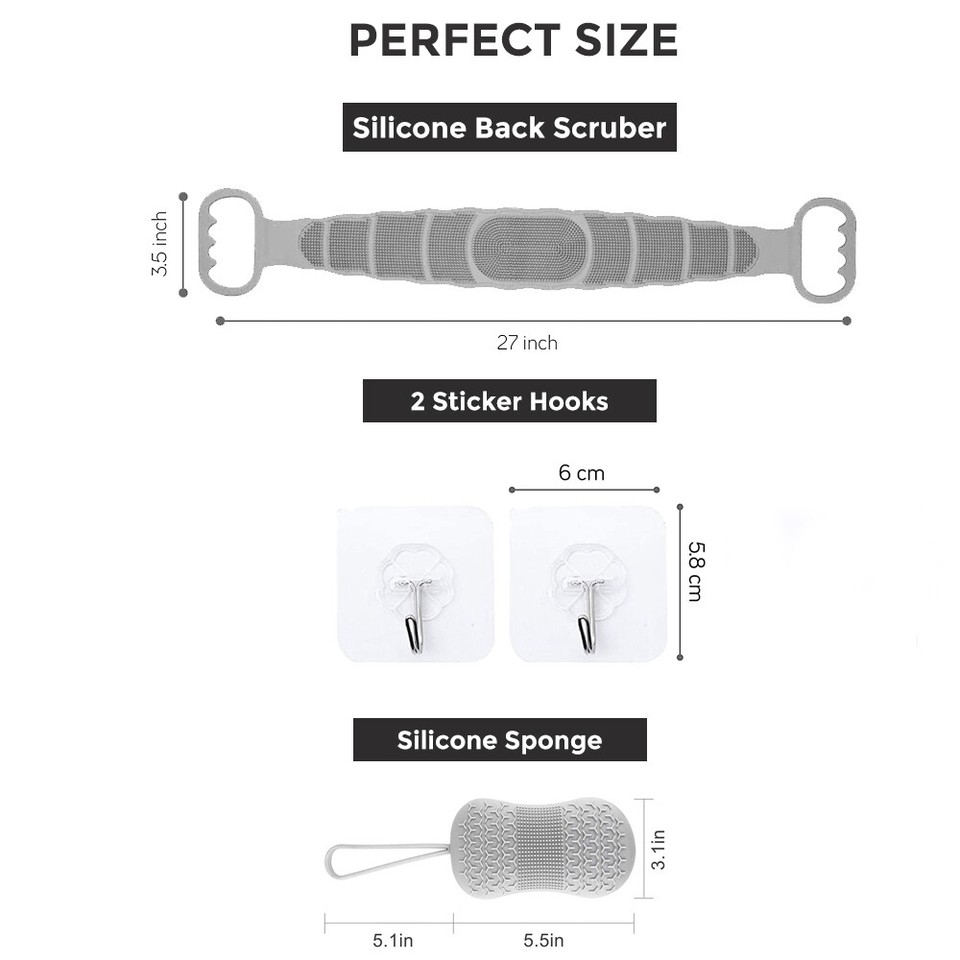 Silicone Back Scrubber for Shower, Bath Body sponge. Back Washer Back ...