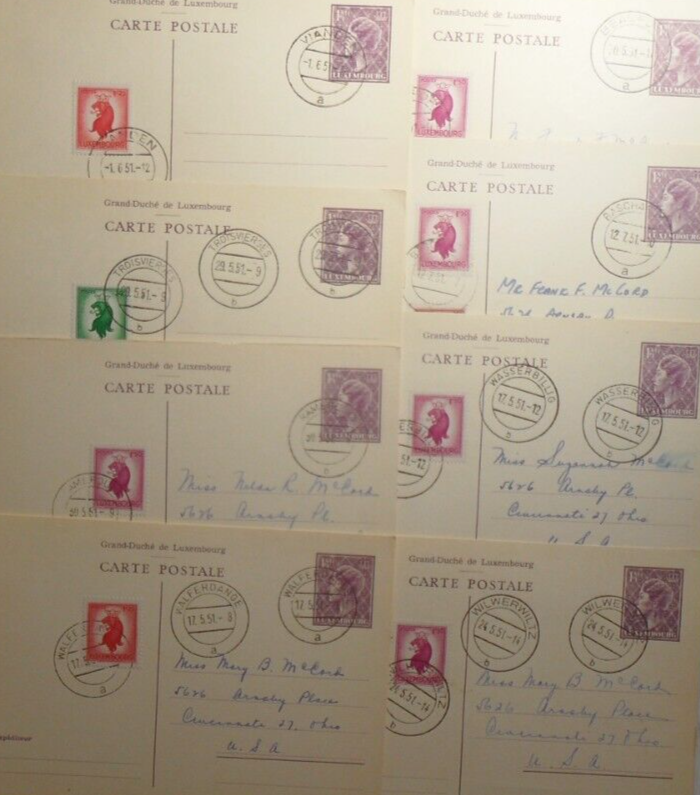 STAMPMART : LUXEMBOURG 1951 8 DIFF POSTMARK CARTE POSTALE POSTCARD | eBay