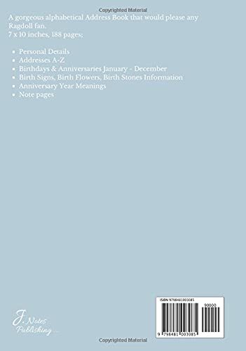 Ragdoll Cat Address Book Alphabetical Addresses | Birthdays ...