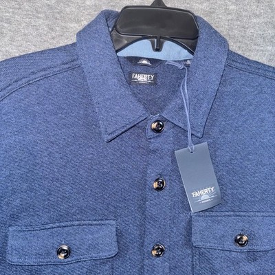 Faherty Reserve Inlet Knit CPO Button Shirt Jacket Men XL Blue Night ...