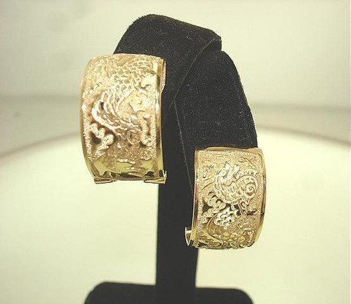 12mm Hawaiian 14k Yellow Gold Long Ssu Ling Guardian Dragon French Clip ...