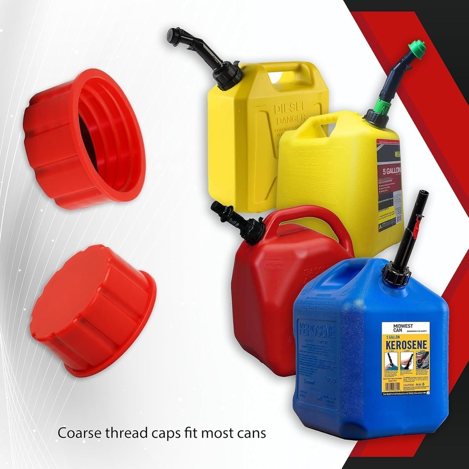 8 Pack Gas Can Cap Coarse Thread Gas Cap Replacement for Gasoline Fuel ...