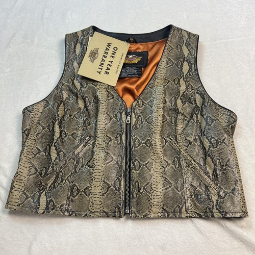 Harley Davidson Motorcycles Women Biker Vest 100% Leather Snakeskin ...