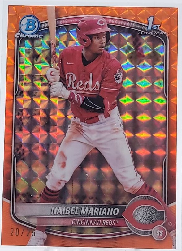 2025 Bowman - Chrome Prospects Naibel Mariano #BCP-99 Orange Geometric ...
