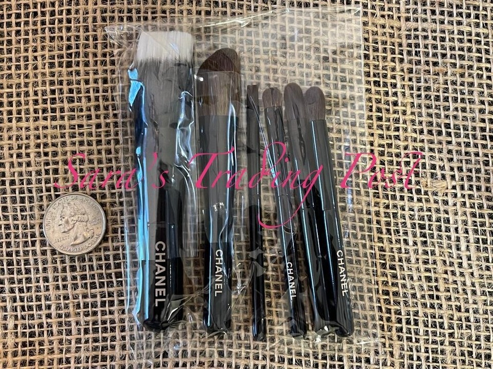 1 Chanel Collection 6 Essential MINI BRUSH Makeup SET w/Mirror+Bag ...
