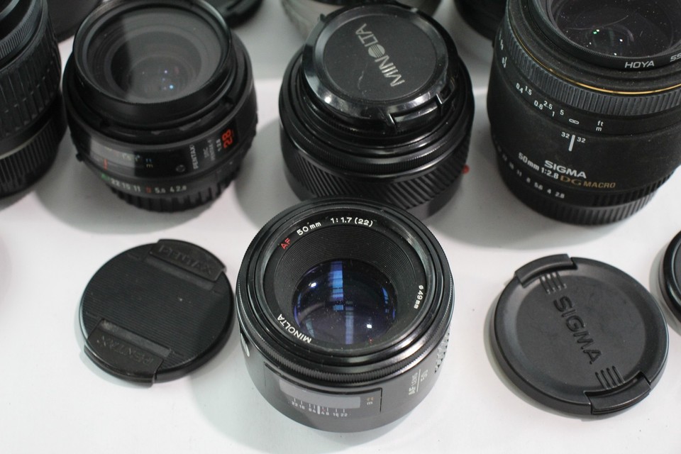 Assorted Vintage Autofocus Camera Lenses Inc Pentax, Minolta Etc Job ...