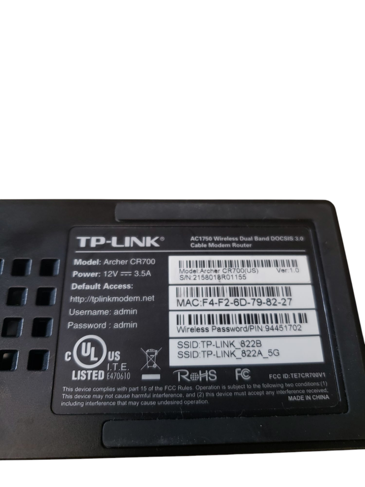 TP-LINK Archer CR700 Wireless Dual Band AC1750 DOCSIS 3.0 Cable Modem ...