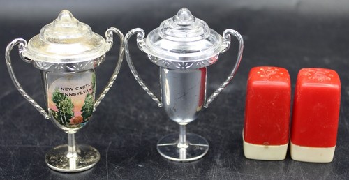 2 Vintage Sets Salt & Pepper Shakers New Castle, Pa Leach Agency | eBay