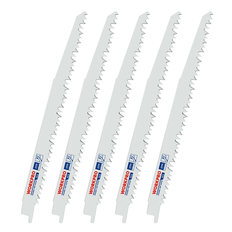WORKPRO 5PC Wood Pruning Reciprocating Saw Blade 9-in 5TPI CR-V Steel ...