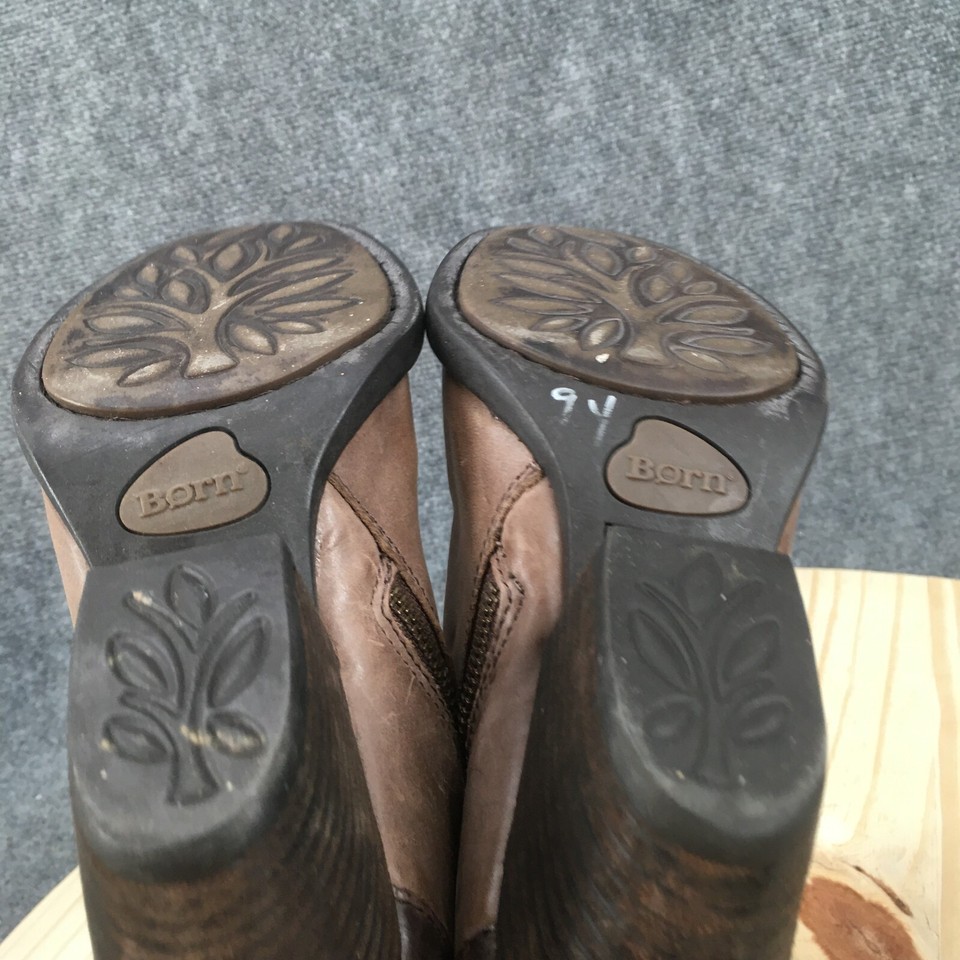 Born Boots Womens 6.5 Keya Side Zip Heels Ankle Booties Brown Leather ...