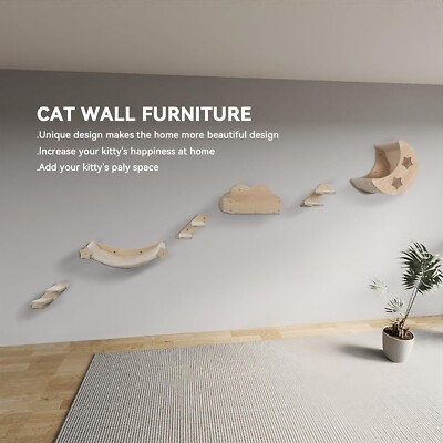 Cat Wall Shelves 6 Piece Wall Mounted Cat Acticity Canter Cat Climbing ...
