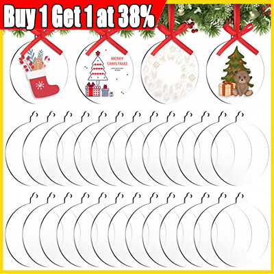 20X Clear Acrylic Christmas Tree Baubles, Perspex, Blank, Craft ...