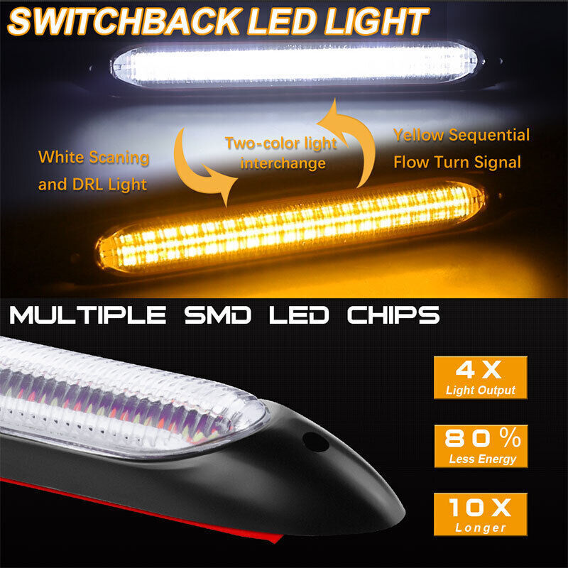 2X Sequential LED Strip Turn Signal Indicator Car DRL Daytime Running ...