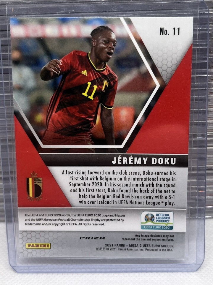2020-21 Panini Mosaic Euro Soccer JEREMY DOKU RC ROOKIE MOSAIC RED #11 ...