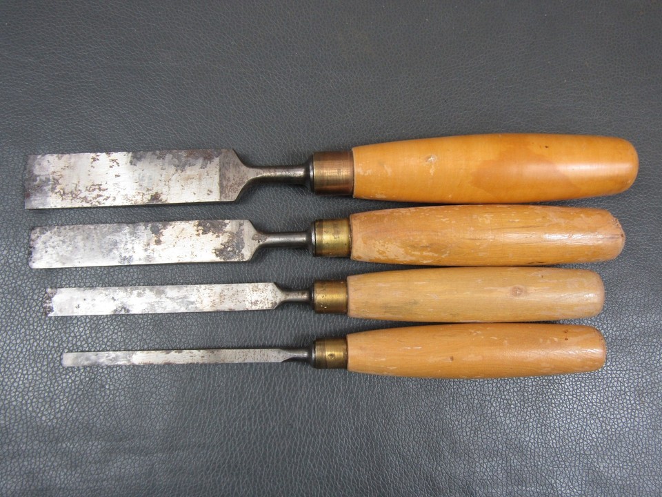 Graduated set of Wm Marples & Sons firmer chisels in box vintage old ...