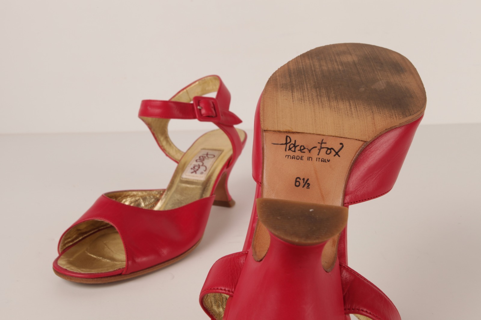 PETER FOX Womens' Open Toe RED 2 1/2 in. Shoes W/ Heel & Ankle Strap S ...