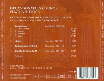 PERCY WHITLOCK: ORGAN SONATA IN C MINOR NEW CD 635212037928 | eBay