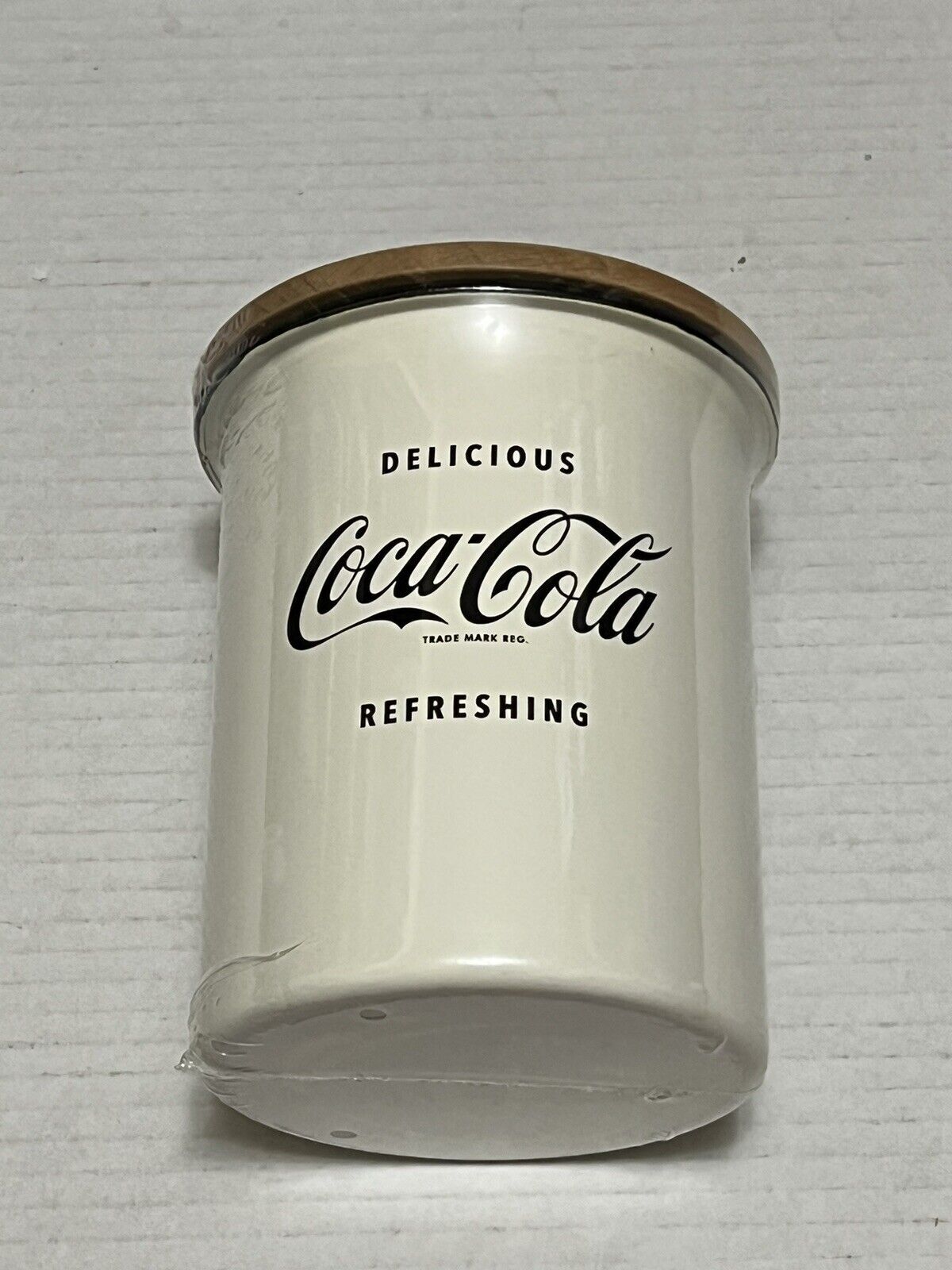 Tablecraft Enamel Large Canister with Wood Lid | eBay