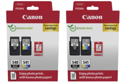 2x Canon PG540 Black & CL541 Colour Ink Cartridges For PIXMA TS5151 ...