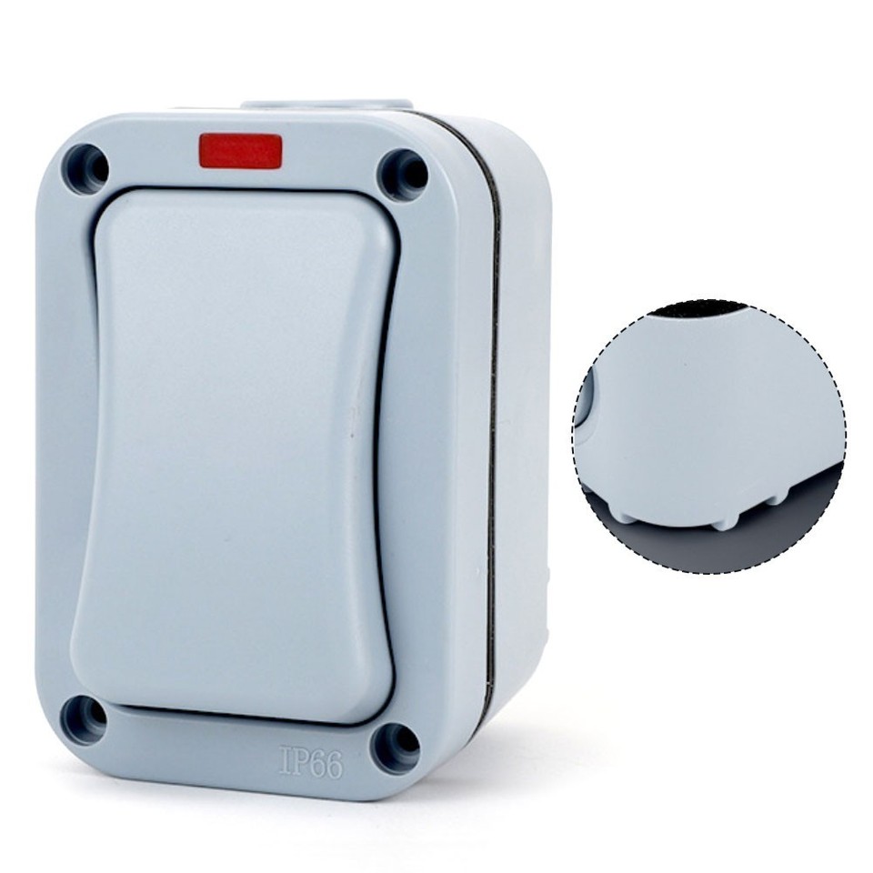 1 Gang Outdoor Light Switch with LED Indicator IP66 Waterproof for ...