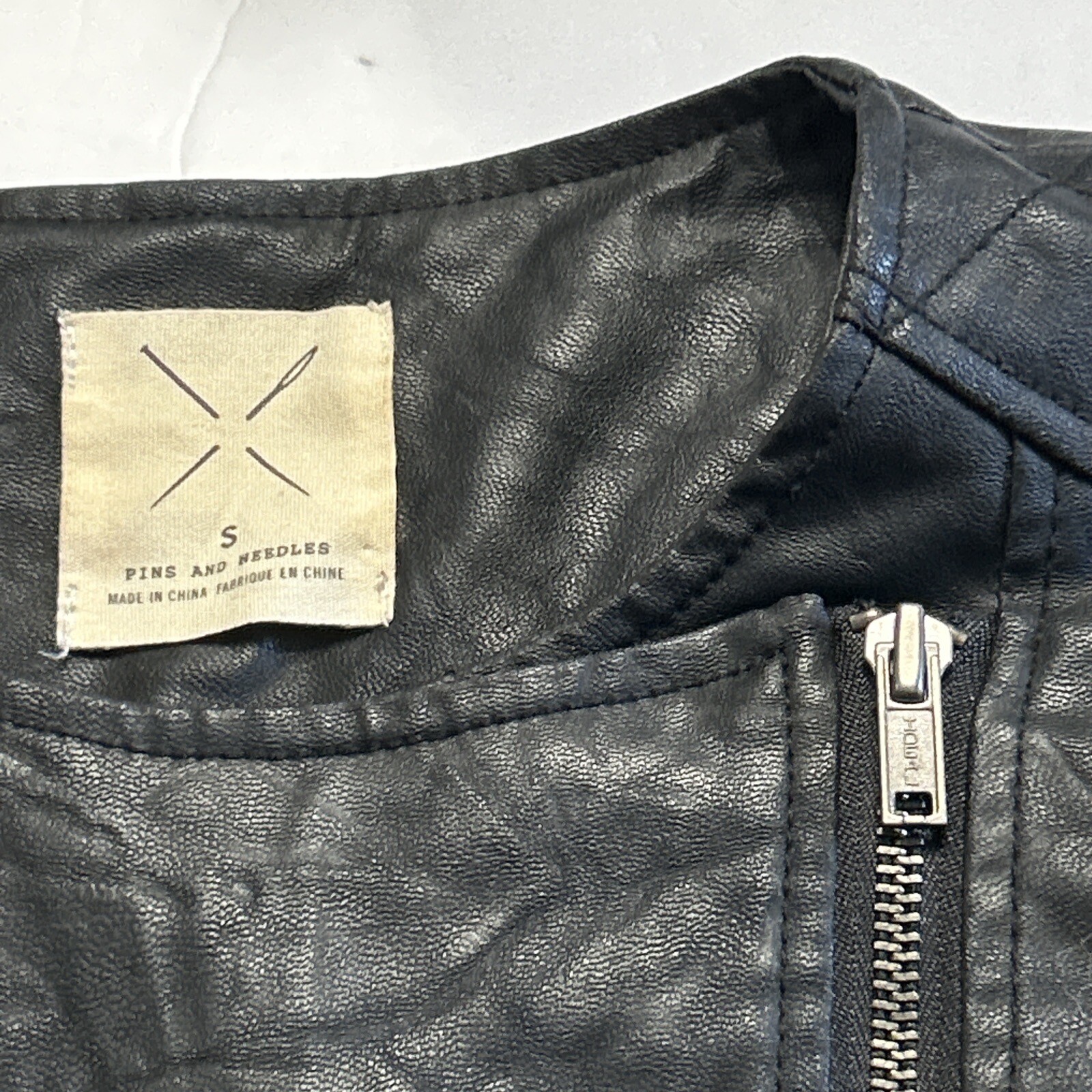 Women’s MOTO Pins And Needles Faux Leather Motorcycle Jacket Sm | eBay