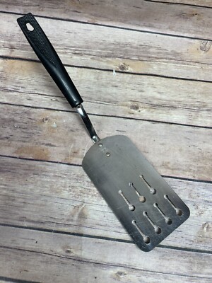 Vintage Ekco Black Short Handled Metal Slotted Spatula Flipper Made In ...
