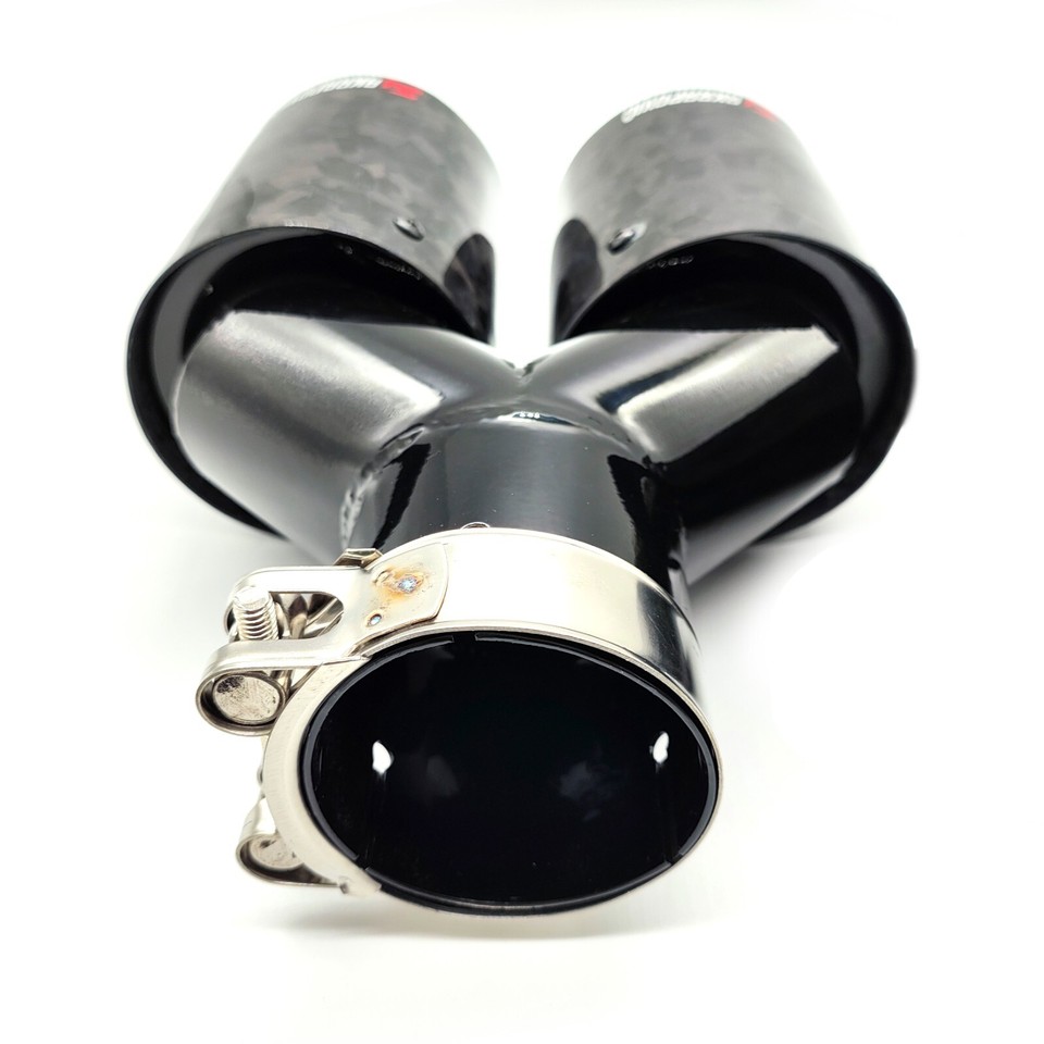 L+R Akrapovic Forge Carbon Fiber Black Exhaust Tip Dual Pipe OD:76/89 ...