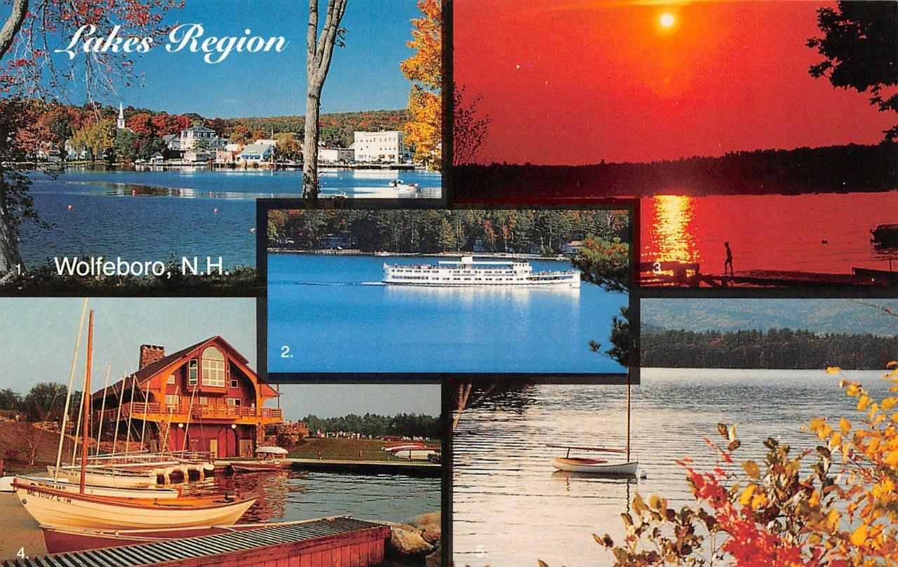 WOLFEBORO, NH New Hampshire CITY~BREWSTER ACADEMY~SUNSET Multi View ...