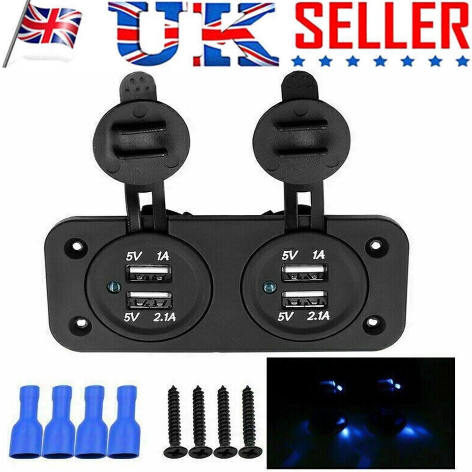 UK 12V Double USB Socket Dual Charger Camper Van Motorhome Caravan ...