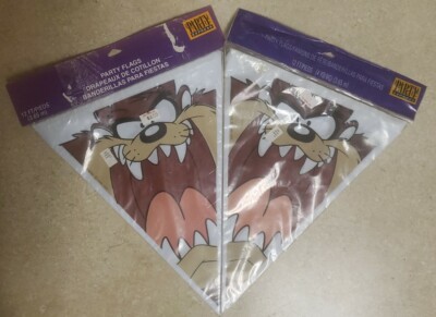 2 Sets Vintage 1994 party express taz tazmanian devil party flags ...
