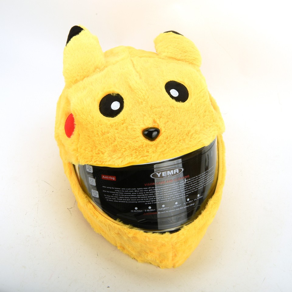Soft Motorcycle Helmet Cover Funny Pikachu Plush Motorbike Decor OS ...