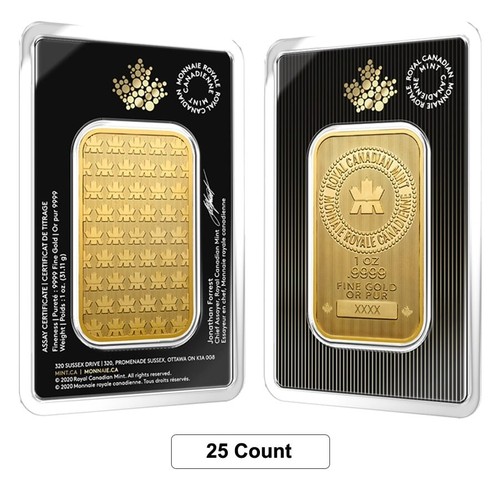 Lot of 25 - 1 oz Gold Wafer Bar Royal Canadian Mint RCM (In Assay ...