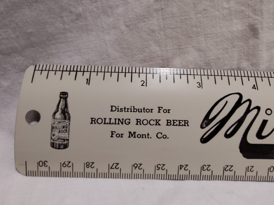Vintage 1950s Mirabile Rolling Rock Pabst Blue Ribbon Beer Ruler ...