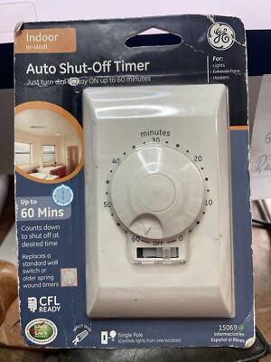 GE 60 MINUTE AUTO SHUT-OFF TIMER - 15069 - HARD WIRE - SINGLE POLE ...