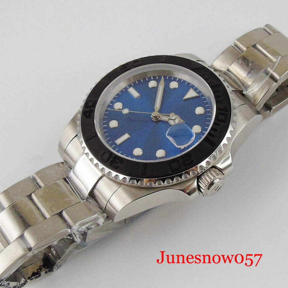 BLIGER Japan Blue PT5000 Automatic Male Wristwatch Polish Strap Brushed ...
